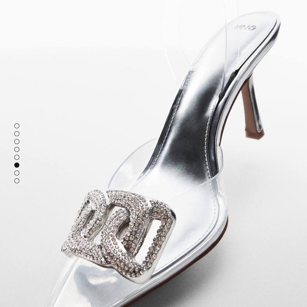 Mango Silver High Heeled Sandal With Glittery Embelli… - Gem
